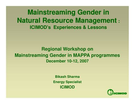 Pdf Mainstreaming Gender In Natural Resource Management Icimod