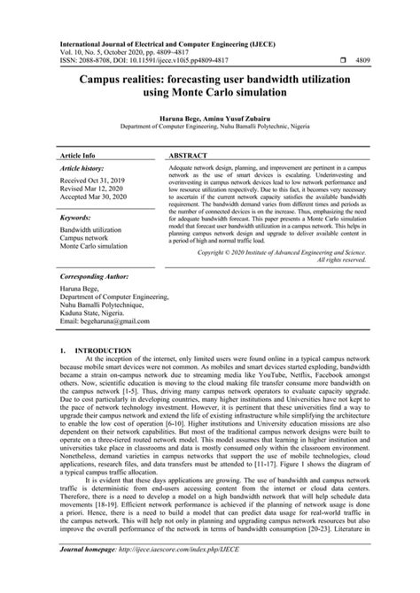 Campus Realities Forecasting User Bandwidth Utilization Using Monte Carlo Simulation Pdf