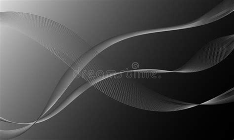 Gray Silver Smooth Lines Wave Curves With Smooth Gradient Abstract Background Stock Illustration
