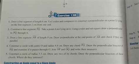 Exercise 13B III1 Draw a line segment of length 6 cm Usé a ruler and c