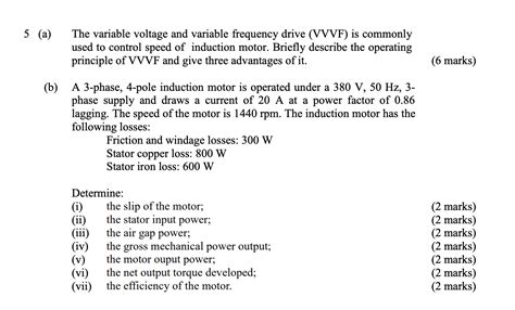 Solved A The Variable Voltage And Variable Frequency Chegg