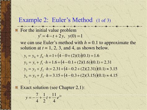 PPT Ch Numerical Approximations Eulers Method PowerPoint Presentation ID