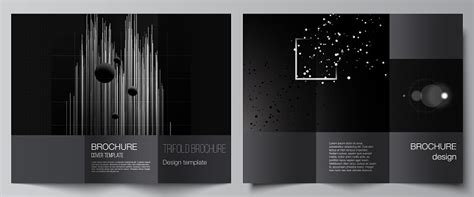 트리폴드 브로셔 전단지 레이아웃 책 디자인 브로셔 커버 광고용 커버 템플릿의 벡터 레이아웃 블랙 컬러 기술 배경 과학 의료