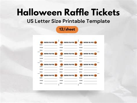 Halloween Printable Raffle Tickets Spooky Enter To Win Raffle