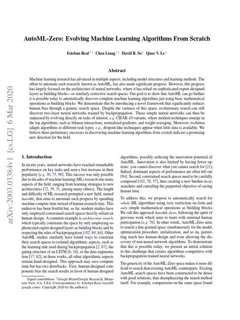 Automl Zero Pdf Pdf Artificial Neural Network Mathematical