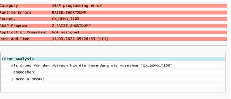 Raise Shortdump Handling A Program Driven Runtime Sap Community