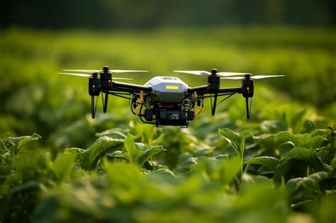 Premium Ai Image Digital Farming Empowered By Drone Crop Monitoring Generative Ai