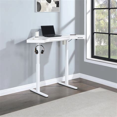White Sit Stand Home Office Corner Desk Stealth By Office Star Products