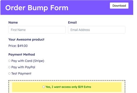 Order Bump Form Fluent Forms