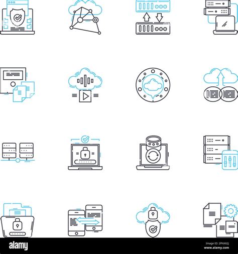 Digital Security Linear Icons Set Encryption Passwords Vulnerabilities Hackers Malware
