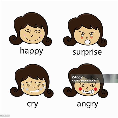 ใบหน้าการ์ตูนผู้หญิงแสดงอารมณ์ ภาพประกอบสต็อก ดาวน์โหลดรูปภาพตอนนี้ 2015 การสัมผัส