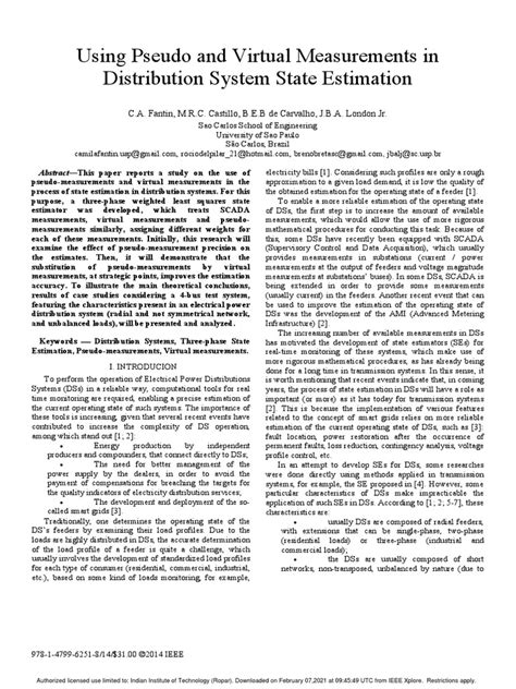 Using Pseudo And Virtual Measurements In Distribution System State
