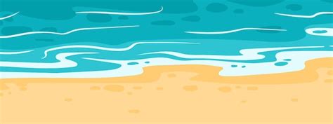 Premium Vector Tropical Beach With Ocean Waves Nature Paradise Sandy Beach Flat Vector