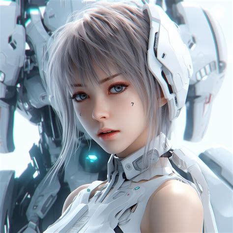 Premium Ai Image 3d Render Of Futuristic Cyber Robot Anime Girl In