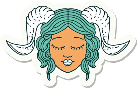 Tiefling Character Face Sticker 12122725 Vector Art At Vecteezy