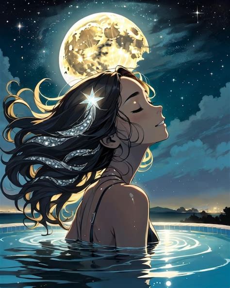 Premium Photo A Woman Floating In The Water With Her Hair Blowing In The Wind