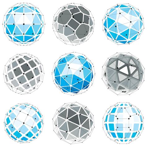 Premium Vector 3d Vector Digital Wireframe Spherical Objects Made