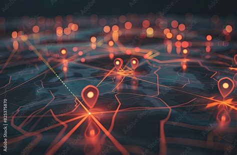 A Digital Map Featuring Interconnected Location Pins Symbolizing Global Network Connectivity