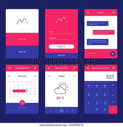 Ui Ux Gui Template Layout Mobile Stock Vector Royalty Free 521090272 Shutterstock