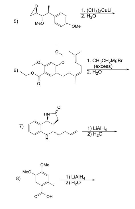 Solved 1 Ch3 2culi 2 H20 5 Meo Ome 1 Ch3ch2mgbr