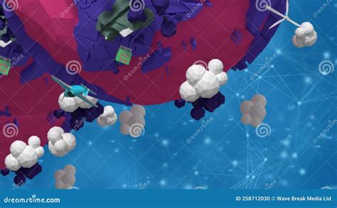 Animation Of Network Of Connections And Globes Over Blue Background Stock Footage Video Of