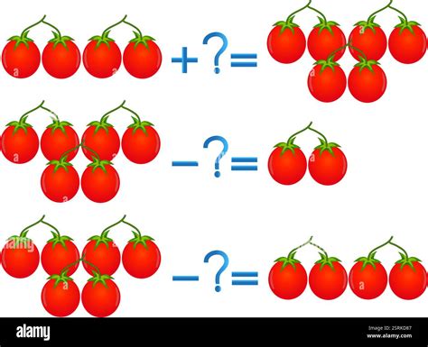 Action Relationship Of Addition And Subtraction Examples With Tomatoes Stock Vector Image And Art