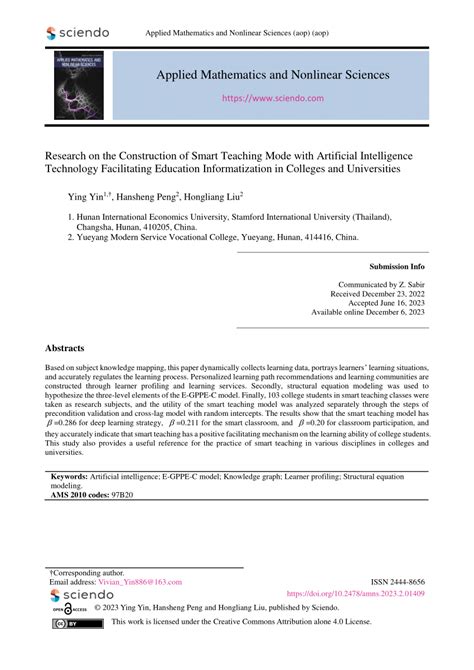 Pdf Research On The Construction Of Smart Teaching Mode With Artificial Intelligence