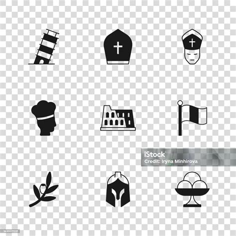 로마 군대 헬멧 이탈리아 국기 그릇에 아이스크림 콜로세움 교황 사탑 피사 모자 이탈리아 요리 아이콘을 설정하십시오 벡터 건축에 대한 스톡 벡터 아트 및 기타 이미지 Istock