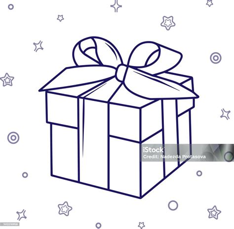 선물의 벡터 일러스트레이션입니다 아이콘은 선형 스타일입니다 선형 파란색 선물 또는 보상 인터넷 배너 웹 페이지 및 모바일 응용 프로그램을위한 디자인 새해 개념에 대한 스톡