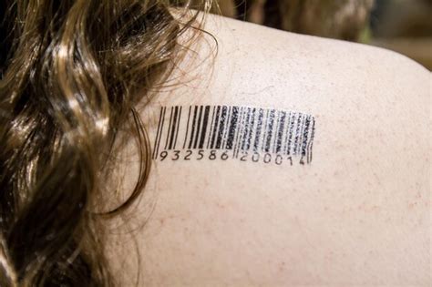 Premium Photo Close Up Of Woman With Bar Code On Shoulder