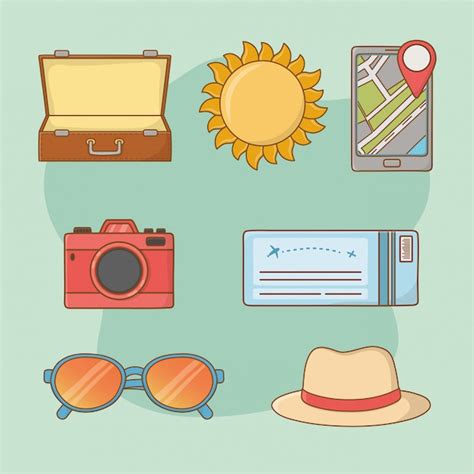 Premium Vector Travel Vacations Set Icons