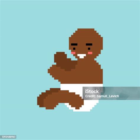 아프리카 계 미국인 작은 아기 픽셀 아트 8 비트 어린 아이 픽셀 화 된 작은 어린이 벡터 일러스트 레이 션 교육에 대한 스톡 벡터 아트 및 기타 이미지 Istock