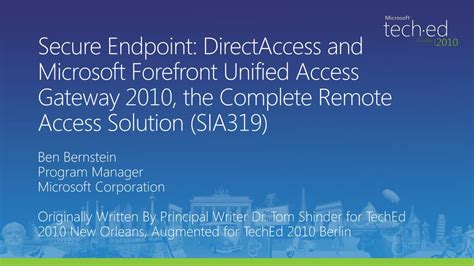 ppt secure endpoint directaccess and microsoft forefront unified
