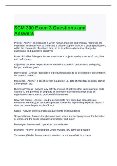 scm 300 exam 3 questions and answers scm 300 stuvia us