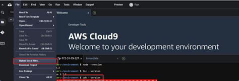 how to deploy applications in aws cloud9 development environment with