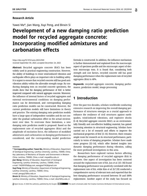 Pdf Development Of A New Damping Ratio Prediction Model For Recycled Aggregate Concrete