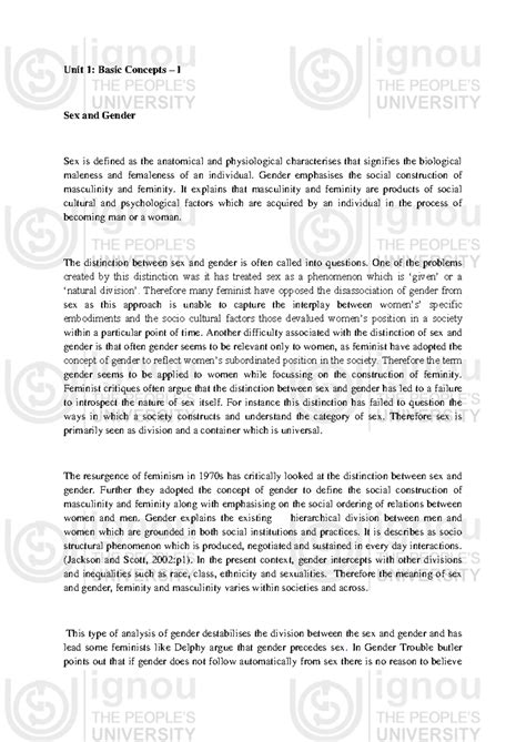 Unit 1 Unit 11 Unit 1 Basic Concepts I Sex And Gender Sex Is Defined As The Anatomical