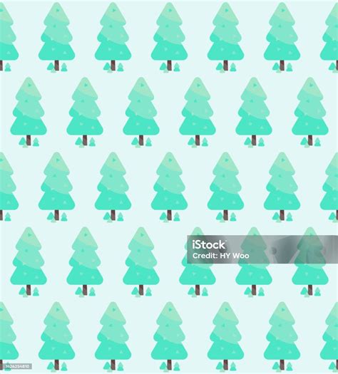 청록색 녹색 식물 나무 반복 패턴 디자인 벡터 일러스트 레이 션 포장지 광고 배경에 사용 겨울에 대한 스톡 벡터 아트 및 기타 이미지 Istock