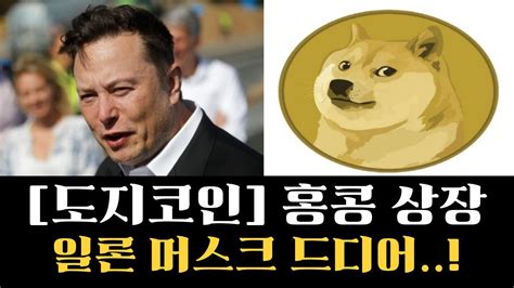 도지코인 홍콩 상장한다 일론 머스크 드디어 작심발표 지금빨리보세요 도지코인목표가 도지코인전망 도지코인