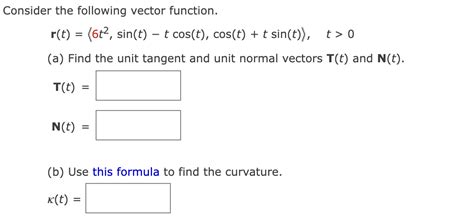 Solved Consider The Following Vector Function