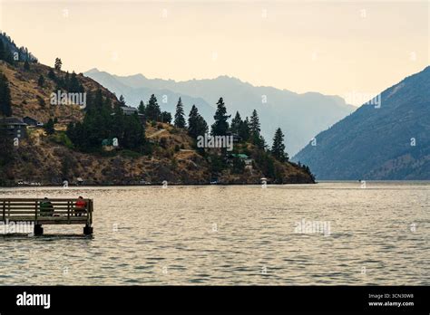 View North Along Lake Chelan In Washington State From Twenty Five Mile