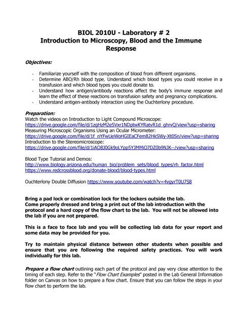 Biol 2010 U Lab 2 Introduction 2021v2 BIOL 2010U Laboratory 2 Introduction To Microscopy