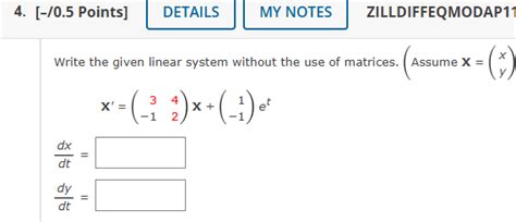 Solved Write The Given Linear System Without The Use Of