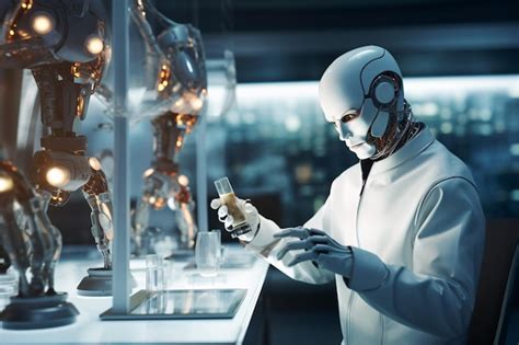 Premium Ai Image Hightech Robot Engrossed In Smartphone Usage A Futuristic Generative Ai Image