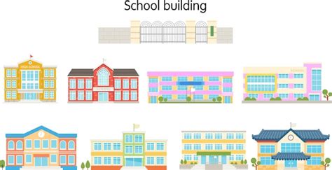 Edificios Escolares De Varios Diseños Ilustración De Diseño Plano