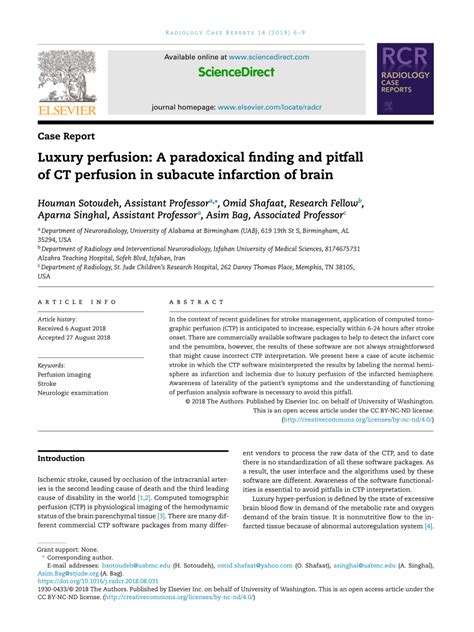 Pdf Luxury Perfusion A Paradoxical Finding And Pitfall Of Ct Perfusion In Subacute Infarction