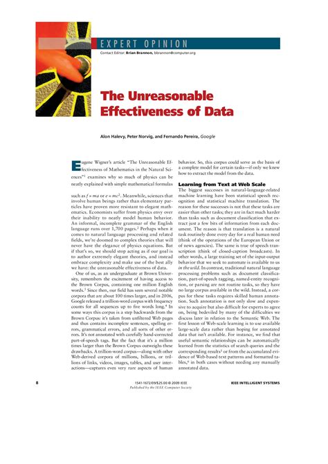 Solution The Unreasonable Effectiveness Of Data Machine Learning