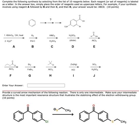 Solved Complete The Following Synthesis By Selecting From Chegg