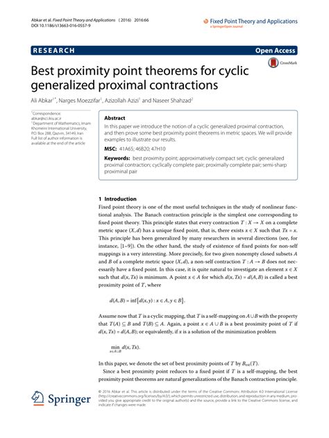 Pdf Best Proximity Point Theorems For Cyclic Generalized Proximal