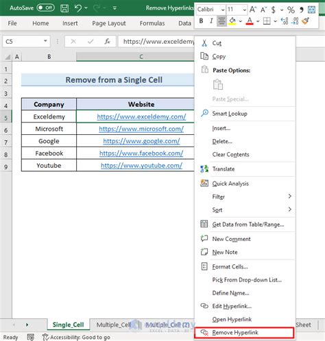How To Remove Hyperlink From Excel 7 Methods Exceldemy